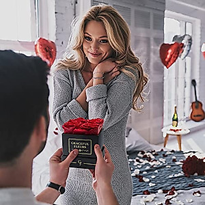 Chloe's Graceful Fleurs | Real Roses that Lasts for Years | Fresh Flowers for Delivery Prime Birthday | Birthday Gifts for Women | Preserved Roses in a Box | Forever Rose Box | Mothers Day Gifts (Red)