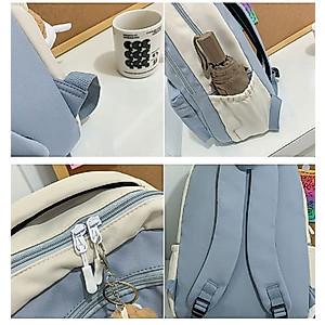 KOWVOWZ Backpack kawaii aesthetic cute back to school bag girls boys middle school student large capacity junior high schoolbag (Blue)