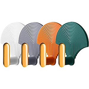 LUOZZY 8 pcs Self Adhesive Wall Hooks Punch Free Sticky Hooks for Keys Towels Purses Hats, 4 Colors