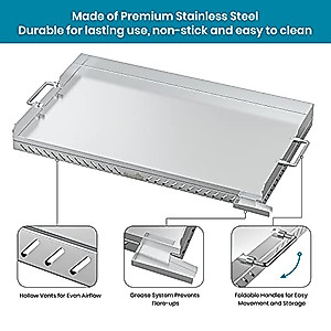 Stanbroil Stainless Steel Flat Top Gas Grill Griddle for Blackstone 2 Burner Propane Fueled Grill Front Grease Management System - 28 Inches