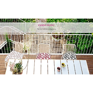 FBTS Prime Outdoor Seat Cushions Set of 2 Patio Chair Cushions with Ties 16x17 Inch Red Geometry U-Shape Chair Pads for Outdoor Patio Furniture Garden Home Office