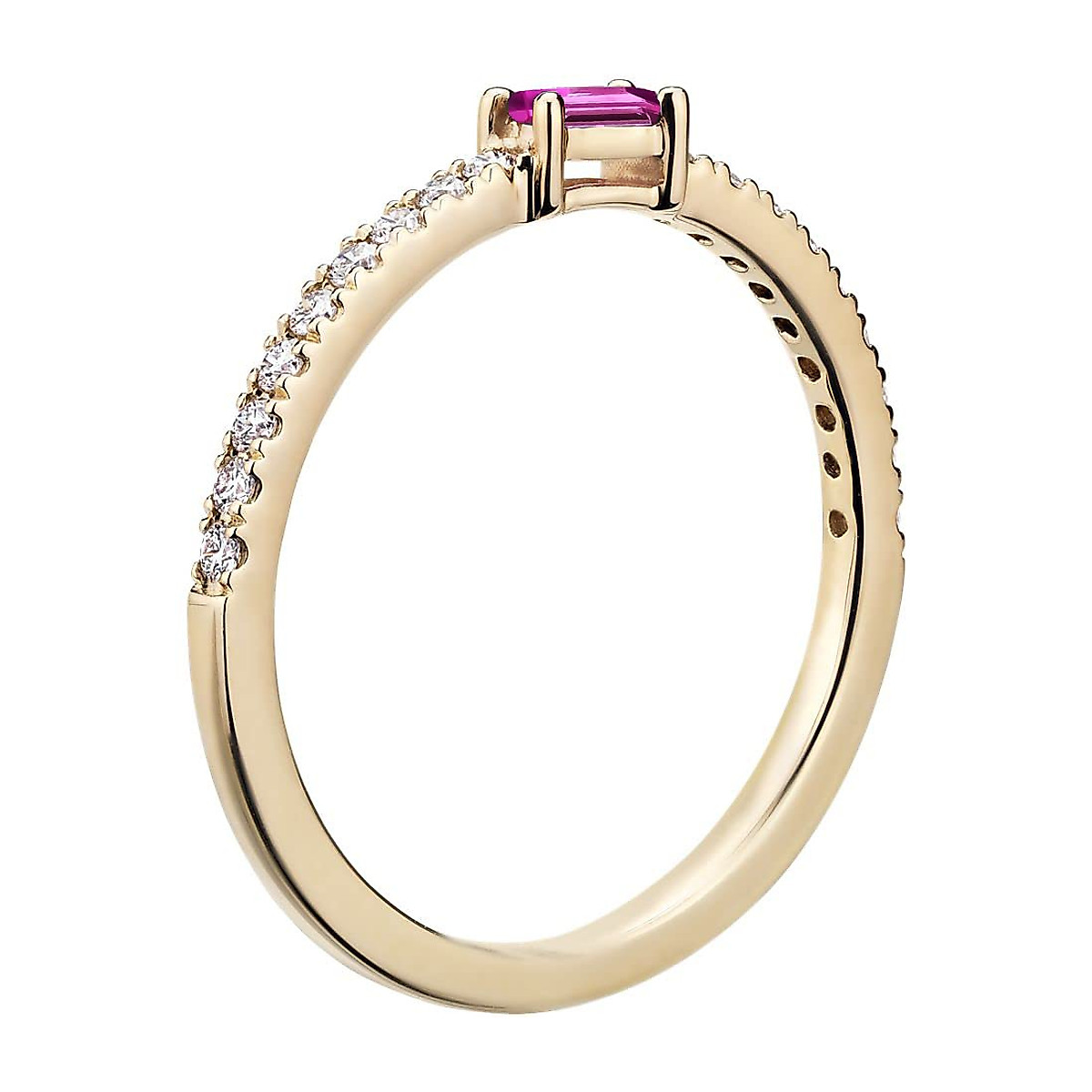 Jewelrygift Plated Stacking Band Ring Created-Pink-Sapphire Gtone Daliy Wear, Party Wear, Ofice Wear Beautiful Engagement Wedding Jewelry for Men and Women Ring : 5.5
