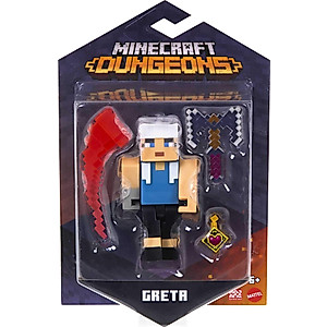 Mattel Minecraft Dungeons 3.25-in Collectible Greta Battle Figure and Accessories, Based on Video Game, Imaginative Story Play Gift for Boys and Girls Age 6 and Older