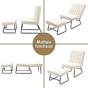 Homedot Living Room Chair Adjustable Backrest, Modern Accent Chair with Ottoman Foot Rest Comfortable Faux Velvet Recliner Chair with Footstool for Living Room,Reading Room