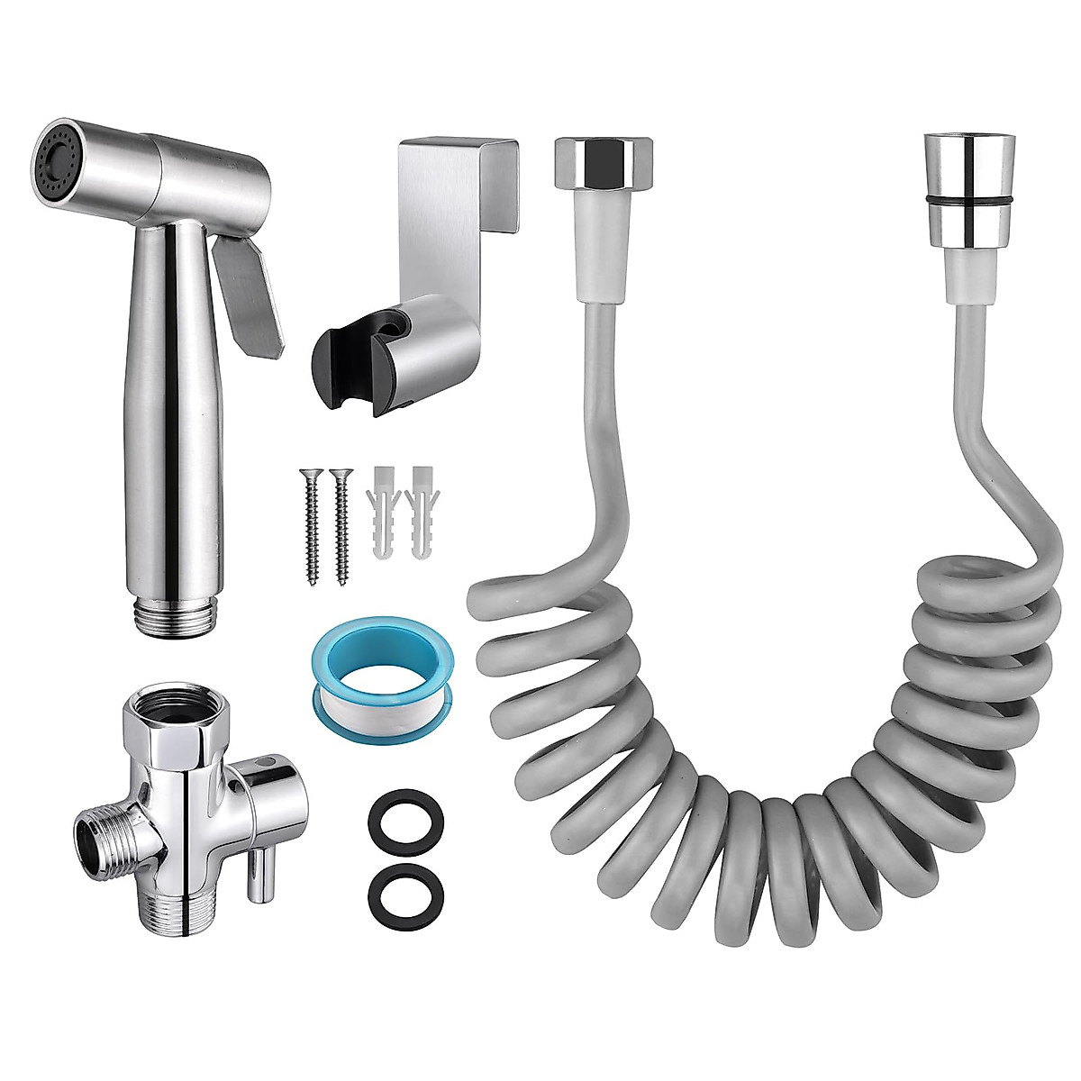 JiGiU Bidet Sprayer for Toilet Handheld Bidet Sprayer Set Stainless Steel Spray Gun and Shower Sprayer Shattaf Toilet Attachment with Hose Easy to Install for Feminine, Baby Cloth, Diaper, Pet or Car