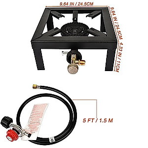 Holwim Portable Single Burner Outdoor Gas Stove Propane Burner Cooker with CSA Certified Adjustable 0-10Psi Regulator & Hose Perfect for Camping, Home Brewing, BBQ, Turkey Fry, Maple Syrup Prep