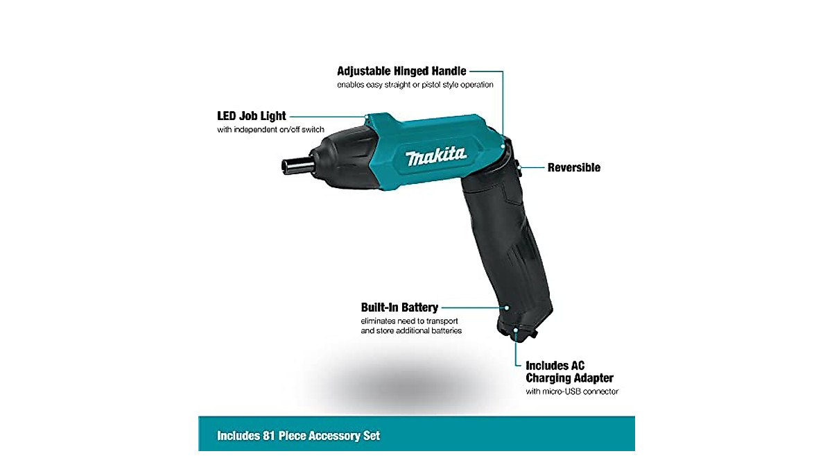 Makita DF001DW 3.6V Lithium-Ion Cordless Screwdriver Kit