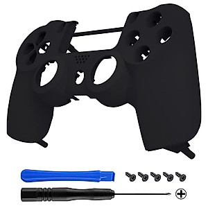 eXtremeRate Soft Touch Black Replacement Front Housing Shell Cover Compatible with ps4 Slim Pro Controller CUH-ZCT2 JDM-040/050/055 - Controller NOT Included