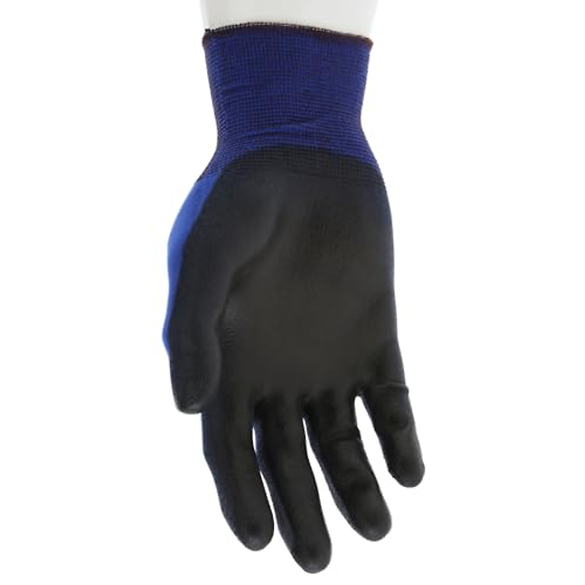 MCR Safety Gloves N9696M Ninja Lite Work Gloves 18 Gauge Blue Nylon Shell Polyurethane (PU) Coated Palm and Fingertips, Medium ,Black/Blue
