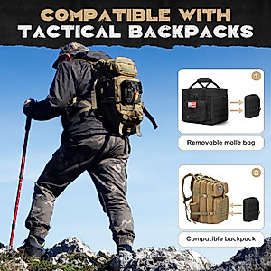 Maelstrom Tactical Lunch Box, Insulated Lunch Bag for Men, Large Leakproof Soft Cooler Bag with Detachable MOLLE Bags, Durable Lunch Tote for Adult Women Work,Picnic,20 Cans/15 L, Black