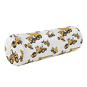 Vnurnrn Truck Car White Neck Support Pillow Round Neck Roll Bolster Cylinder Pillow Cervical Pillows Bolster Pillow for Leg Knee Back Head Support for Adults Bedroom Camp Work