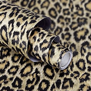 Leopard Print Wallpaper Stick and Peel Leopard Print Peel and Stick Wallpaper Decorative Self Adhesive Contact Paper Shelf Liner Countertop Cabinets Sticker 17.7" x 117"