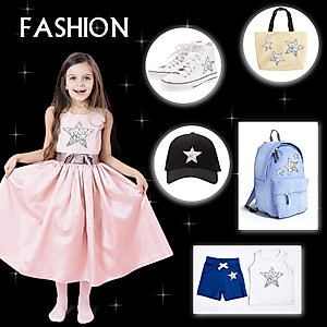 32 Pieces 5 Sizes Iron On Star Patches Adhesive Rhinestone Patches Bling Star Shape Rhinestone Appliques DIY for Clothing Jeans Repair Decoration