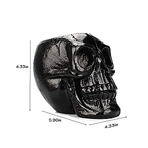 Nicee Skull Pen Holder,Skull Makeup Brush Holder,Pen Holder,Dressing Table Office Desk Storage Box,Green Plant Flower Pot,Halloween Skull(Black)