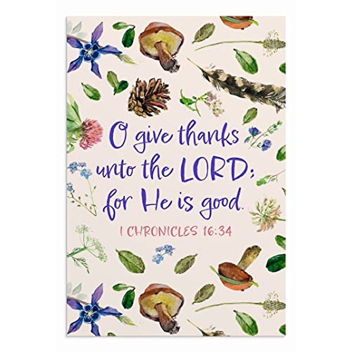 DaySpring - We Give Thanks - 4 Nature Design Assortment with Scripture - King James Version - 12 Thank You Boxed Cards & Envelopes (U0061)