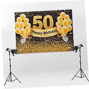 Abaodam Birthday Backdrop 1pc 50 Years Old Background Cloth Poster Vinyl 50th Birthday Poster