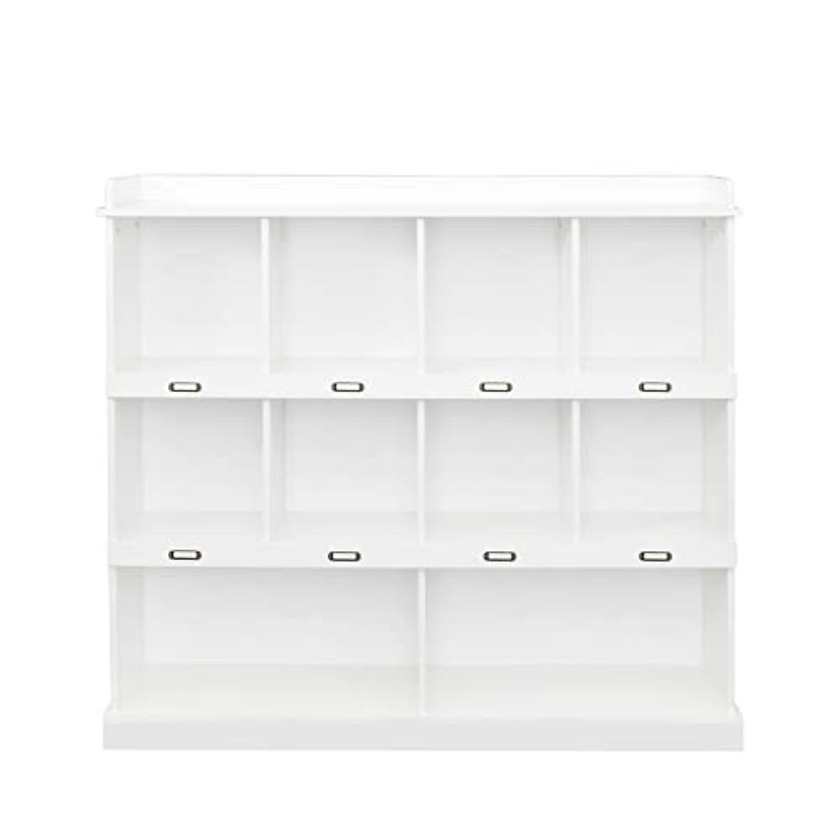 PKUGU White Bookshelves, 10-Grid Floor Standing Storage Shelves, 3-Tier Bookshelf with Storage, Vertical Cabinet Bookcase, Modern Open Bookshelf, Bookcases for Bedroom Study Living Room