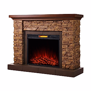 Comfort Smart Stackstone Electric Fireplace Mantel Package - Brown Stone, ASSM-021-2856