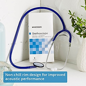 McKesson Stethoscope, Lightweight, Single Head, Diaphragm Only, Adjustable Binaurals, Royal Blue, 21 in, 1 Count