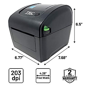 TSC - B07CKVB3C7 DA210 Desktop Direct Thermal Label Printer - 4.25", 203 dpi - USB 2.0, Black, 11 x 7.6 x 7.2 inches
