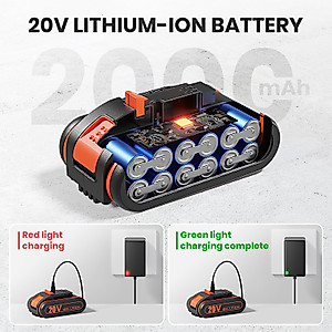 Cordless Drill 20V, Drill Set with 42pcs Accessories and Battery 2.0Ah, Electric Drill 25+1 Torque Setting, 2 Speed, 3/8" Keyless Chuck, LED Light, Electric Power Drill for Home DIY and Garden Repair