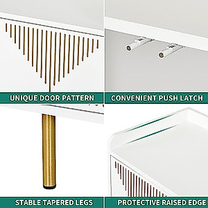 YITAHOME Sideboard Buffet, Modern Buffet Cabinet Storage Cabinet with Carved Design Doors 300 lbs Capacity for Hallway, Entryway, Kitchen or Living Room, White