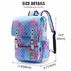 Junlion Slim Laptop Backpack College Student School Bag Travel Rucksack Daypack Cow One Size