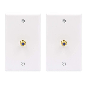 VCE Coax Wall Plate 2-Pack, 1-Port TV Cable Wall Plate 3GHz F-Type Keystone Wall Jack for Coaxial Cable, Single Gang, White