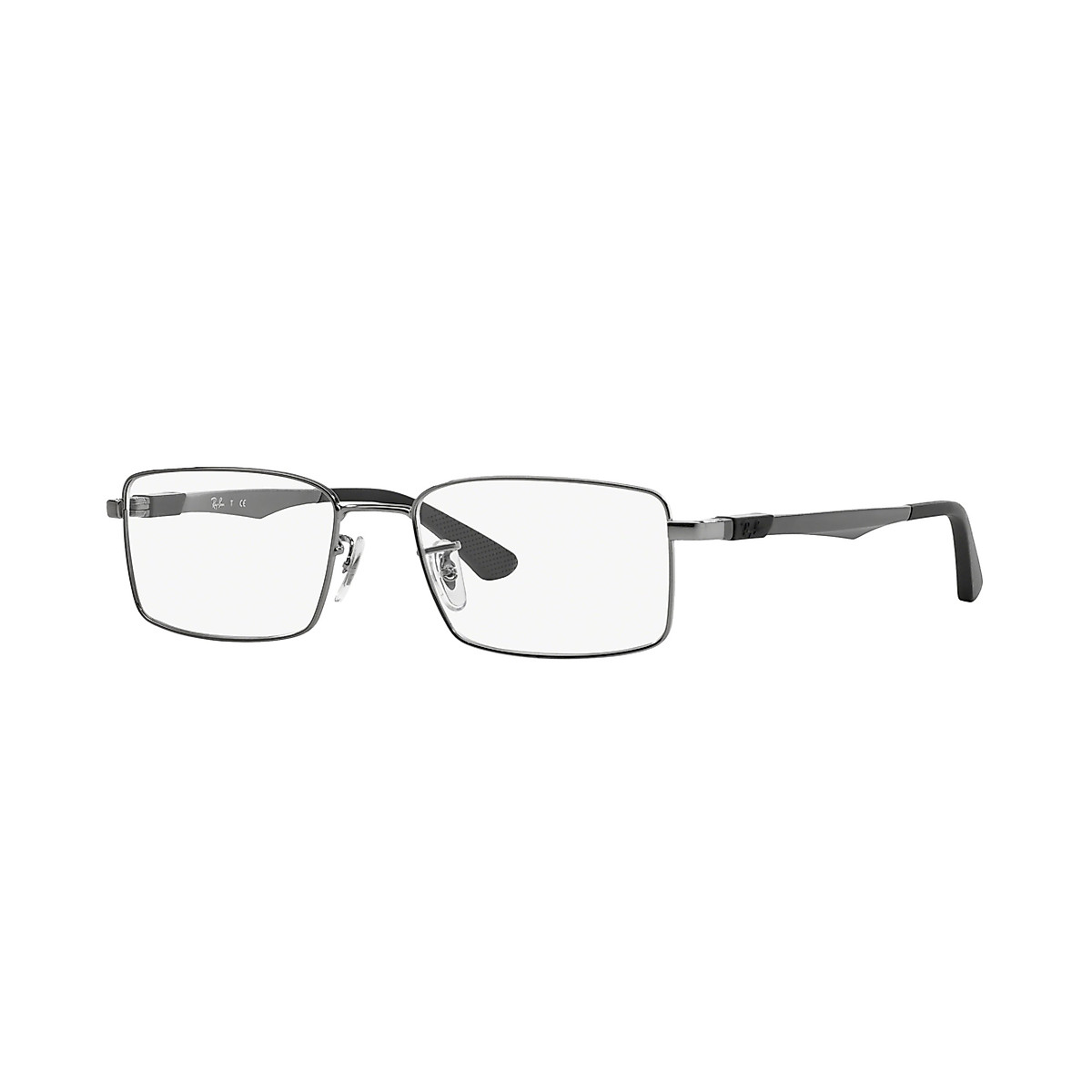 Ray-Ban RX6275 Rectangular Prescription Eyeglass Frames, Gunmetal/Demo Lens, 52 mm