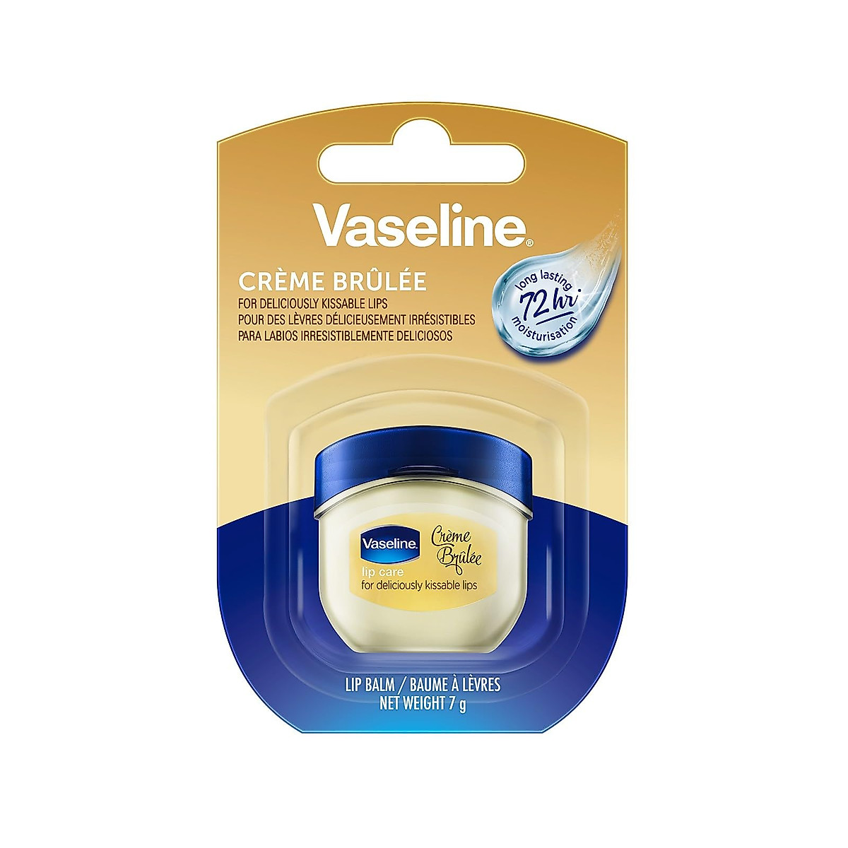 Vaseline Lip Balm for Instantly Soft Smooth Lips Crème Brûlée Lip Balm Locks In Moisture to Improve Hydration 0.25 oz