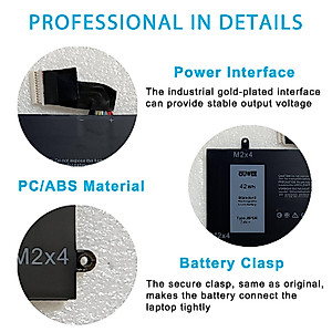 OUWEE J0PGR Laptop Battery Compatible with Dell Latitude 12 5285 5290 2-in-1 Tablet Series Notebook 0J0PGR 1WND8 X16TW FTH6F 0FTH6F 7.6V 42Wh 5250mAh