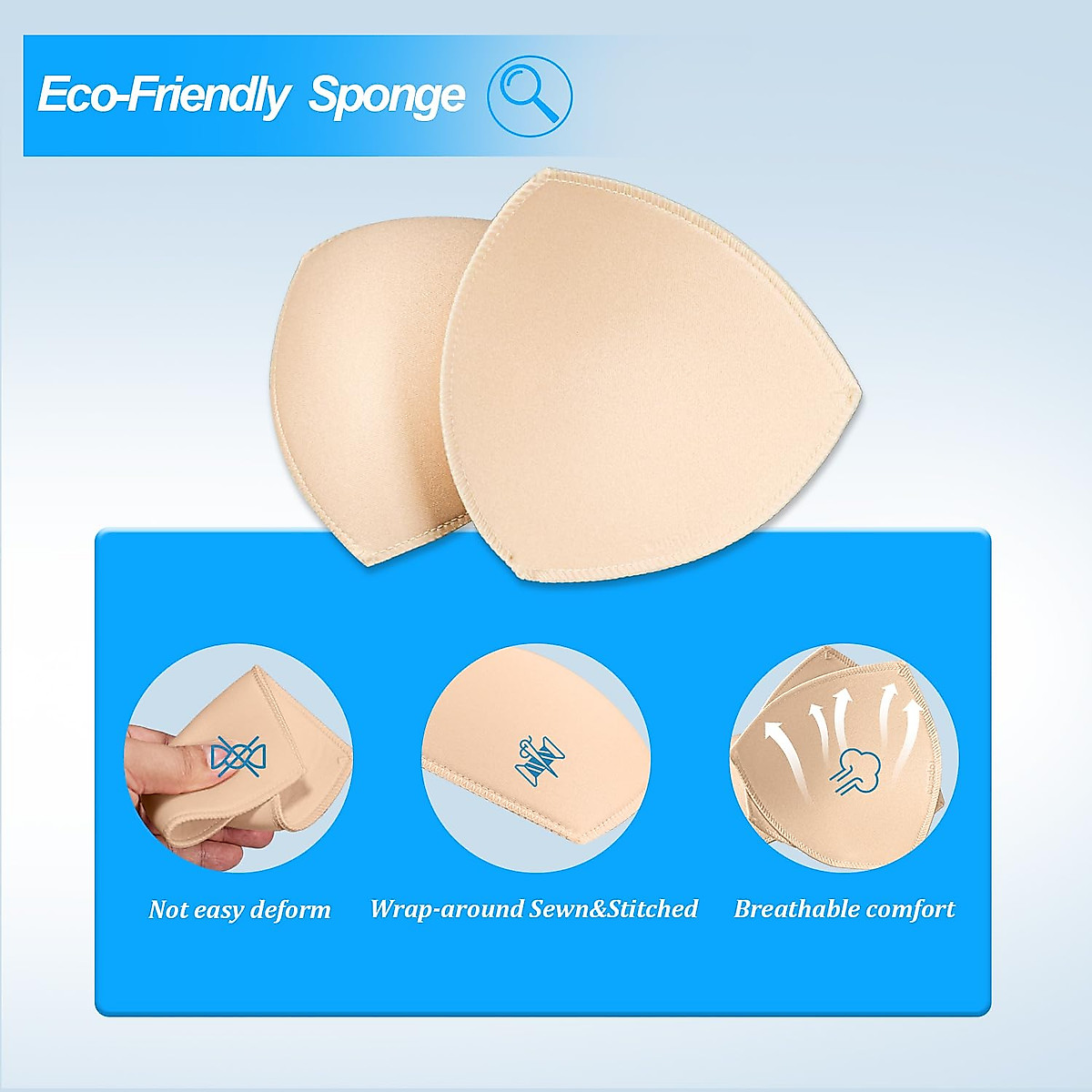 URSMART Bra Pads Inserts, Bra Cups Inserts,Removable Breathable Push up Bra Inserts for Sports Bra or Bikini Tops