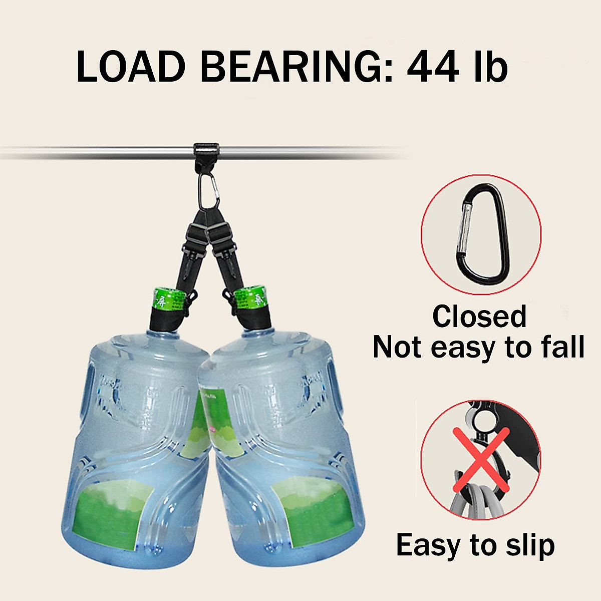 RAYCLOUD Baby Stroller Hooks 4 Pack for Bags Backpacks, Leather Hooks with Carabiners Pram Pushchair Clips D Ring Metal Multipurpose Mommy Hooks Stroller Accessory for Shopping Walking (Dark Black)