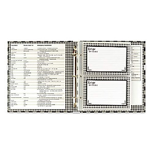Shannon Road Gifts Classic Kitchen Recipe Binder with Plastic Page Protectors and Recipe Cards, 8 x 9-Inches, Black & White Checker