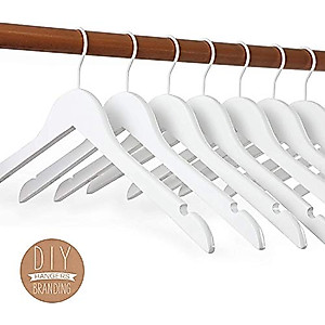 TOPIA HANGER White Wood Bridal Dress Hangers, Premium Wooden Shirt Hangers 10 Pack, 360° White Hook- Smooth Finish- Extra Smoothly Cut Notches (White *10)-CT06W
