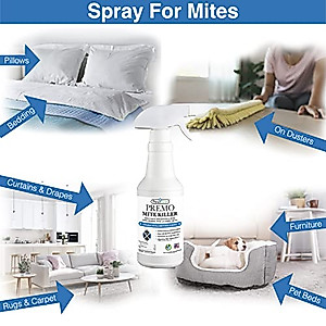 Mite Killer Spray by Premo Guard 32 oz – Treatment for Dust Spider Bird Rat Mouse Carpet and Scabies Mites – Fast Acting 100% Effective – Child & Pet Safe – Best Natural Extended Protection