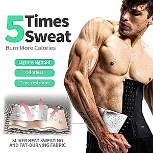BVVU Waist Trainer Trimmer for Men,Mens Waist Trainer Tummy Control Sweat Wrap Black
