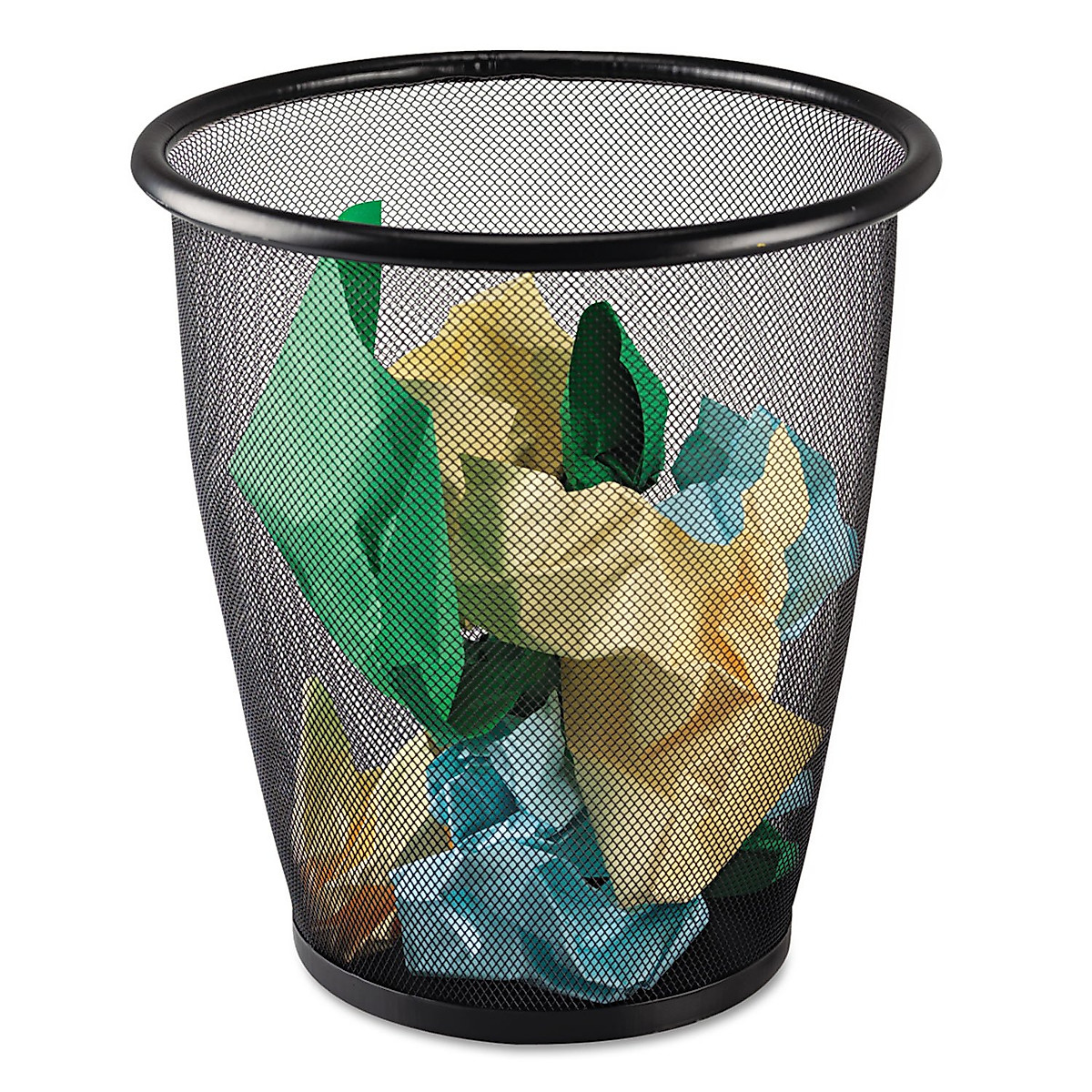 Safco 9717BL Onyx Round Mesh Wastebasket Steel Mesh 5gal Black