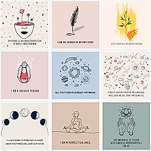 Outus 50 Pieces Affirmation Meditation Cards for Women, Positive Motivational Note Cards for Self Care, Help Yourself and Stress Relief, Inspiring Encouragement Cards (Bright Color Series)