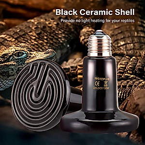Reptile Heating Lamp Ceramic Heat Emitter Infrared Bulbs for Lizard Tortoise Bearded Dragon Hedgehogs Reptiles Amphibians (Size : 150W)