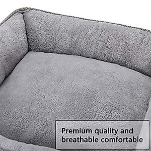 Hollypet Rectangle Plush Dog Cat Bed Self-Warming Pet Bed, Pure Gray