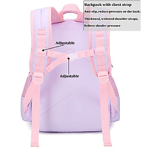 JIANYA Girls Backpack for School Kids Bookbag Kindergarten Elementary Backpack Lunch Box Set, Light Blue