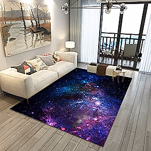 Galaxy Rugs for Kids Boys Living Living Room Area Rug Doormat Outer Space Purple and Blue Glitter Starry Night Sky Carpet Soft Floor Mat 35 in x 24 in