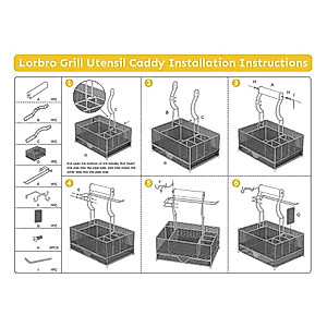Lorbro Large Grill Utensil Caddy with Drawer, Picnic Camping Caddy with Paper Towel Holder, BBQ Organizer for Grilling Tool, Ideal Organizer for Picnic Condiment and Outdoor Griddle Accessories