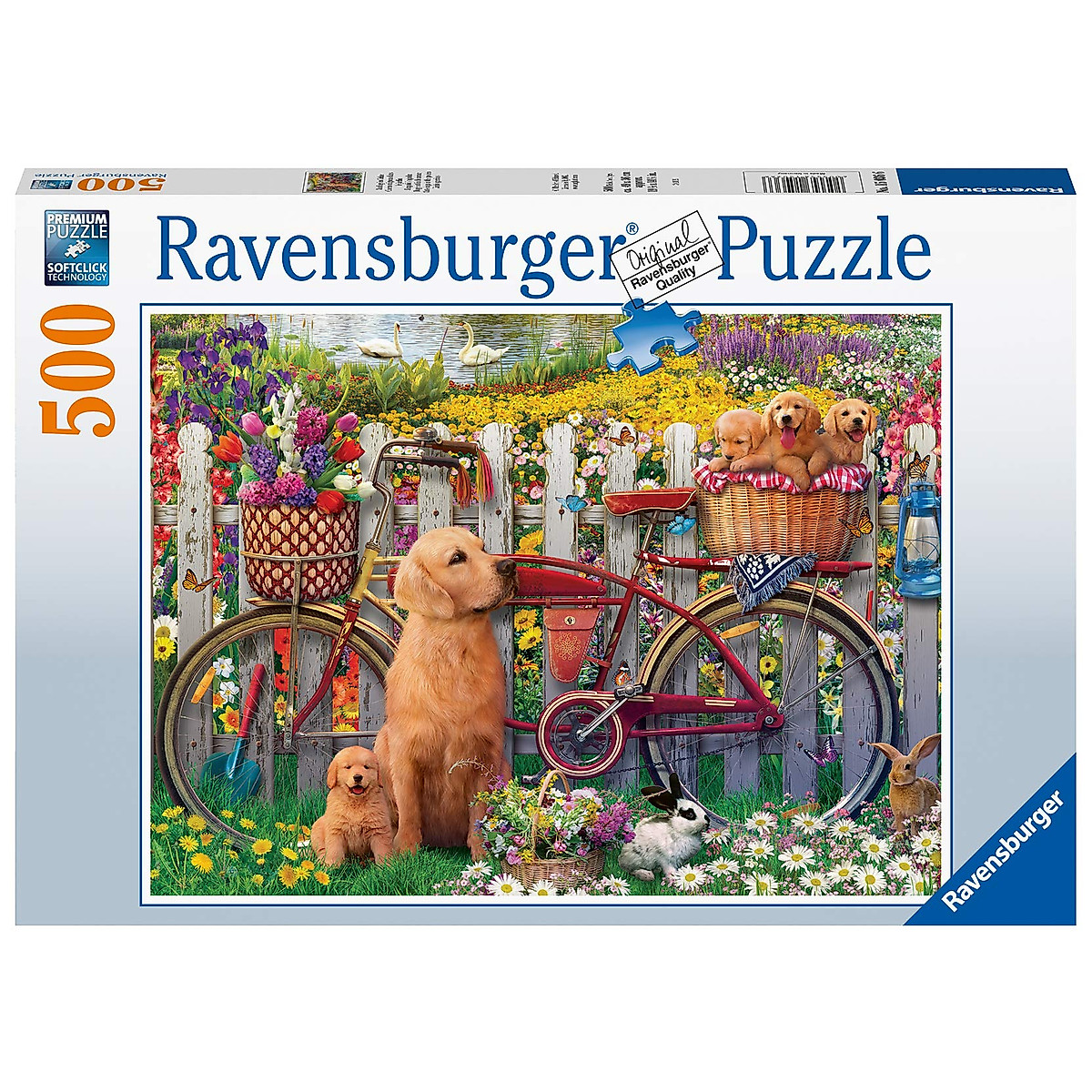 Ravensburger 15036 Cute Dogs in The Garden 500 Piece Puzzle for Adults - Every Piece is Unique, Softclick Technology Means Pieces Fit Together Perfectly