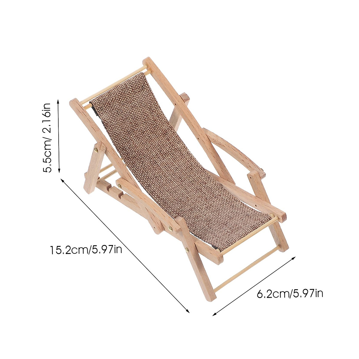 CIYODO ，， ， Chairs Decor Chaise Lounge Reclining Chair Beach Chair Doll Chair Mini Deck Chair Model Miniature Chair Miniature Deck Chair Mini House Chair Model Wood