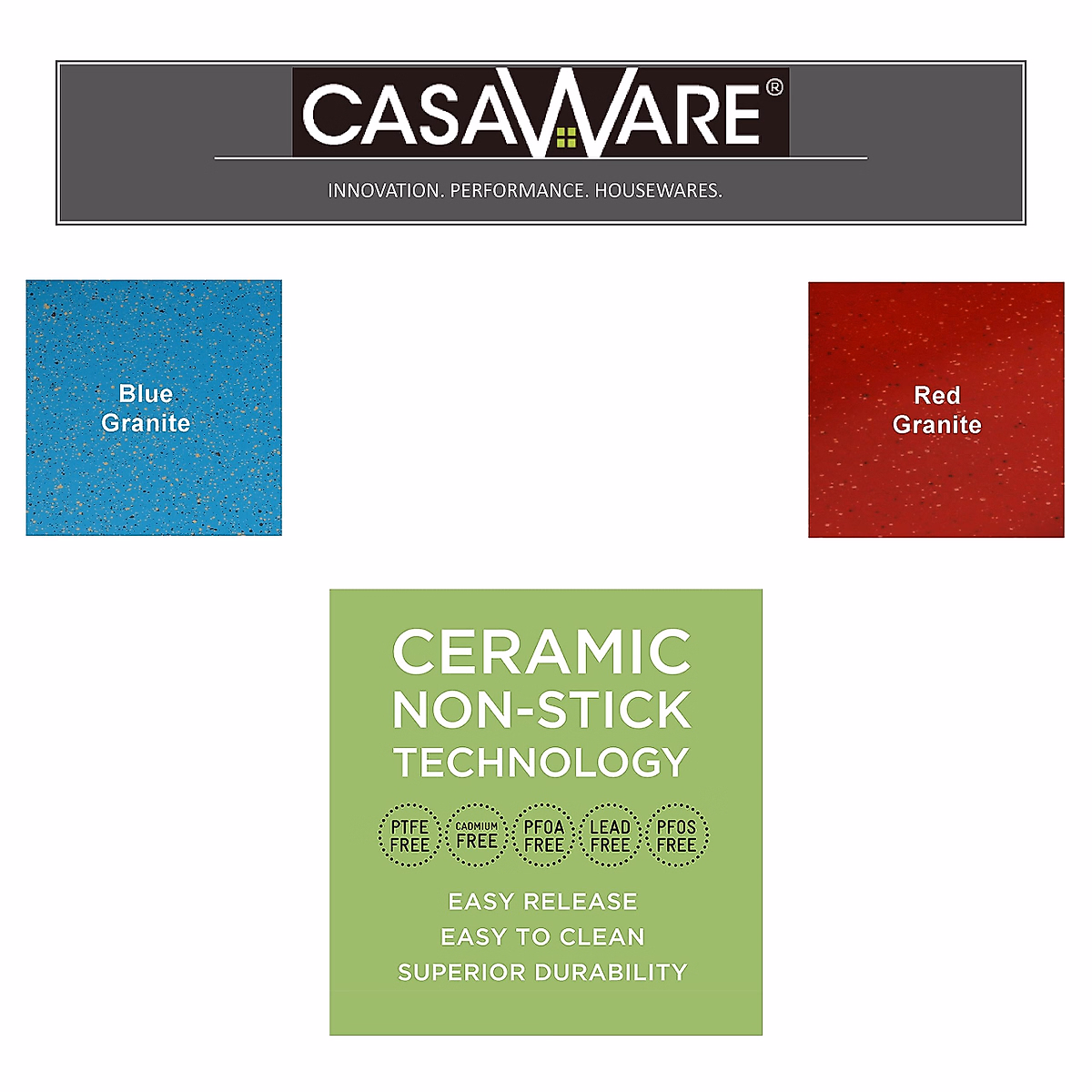 casaWare 3pc Multi-Size Cookie Sheet/Jelly Roll Pan Set (Red Granite)