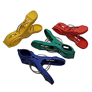 Handy Housewares Jumbo Heavy Duty Plastic Snack Chip Food Bag Clips - 4 Pack - Great for Uses Around The House