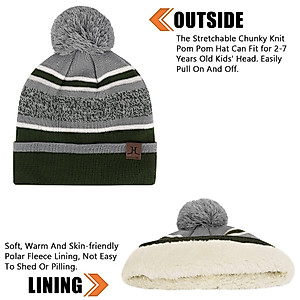 FZ FANTASTIC ZONE Kids Baby Girls Winter Knit Pompom Beanie Hats Caps Scarf Neck Warmer Touchscreen Gloves Set Fleece Lined