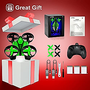 UNTEI 2 In 1 Mini Drone for Kids Remote Control Drone with Land Mode or Fly Mode, LED Lights,Auto Hovering, 3D Flip,Headless Mode and 3 Batteries,Toys Gifts for Boys Girls (Green)